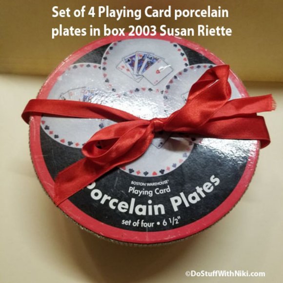 Boston Warehouse | Dining | Set Of 4 Playing Card Porcelain Plates In ...